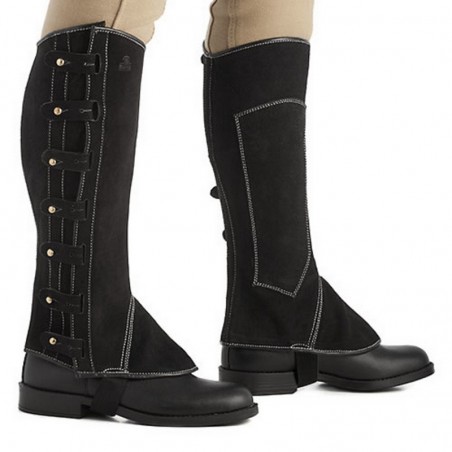 Portuguese half-chaps swede leather - black